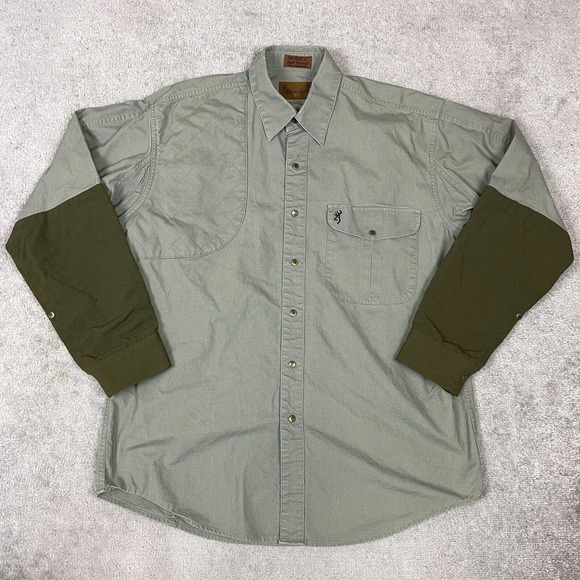 Browning | Shirts | Vtg Browning Hunting Snap Shirt Mens Large Green ...